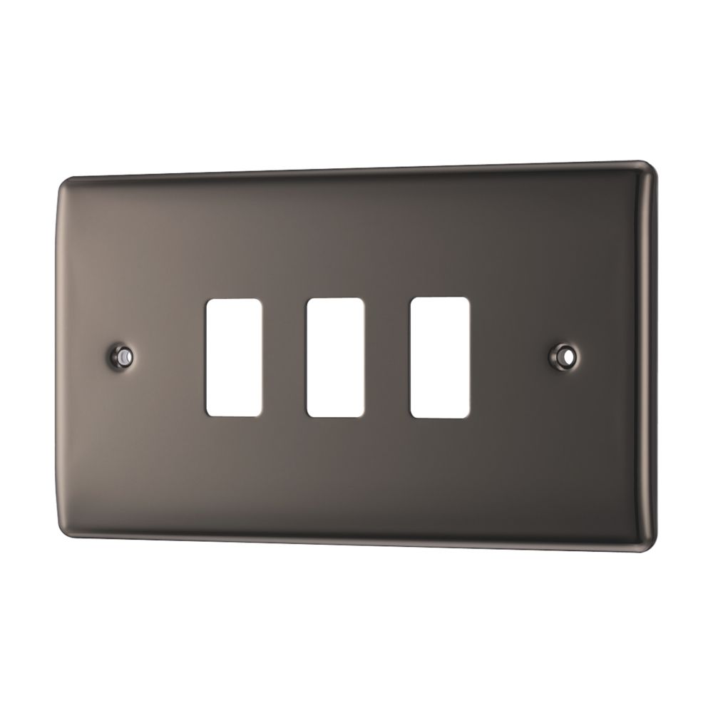 British General Nexus Grid 3-Module Grid Faceplate Black Nickel