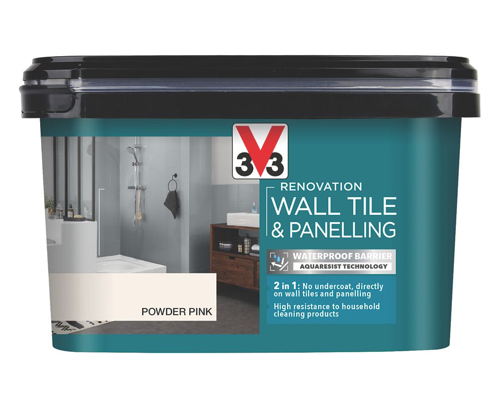 V33 Renovation Wall Tile & Panelling Paint Satin Powder Pink 2Ltr