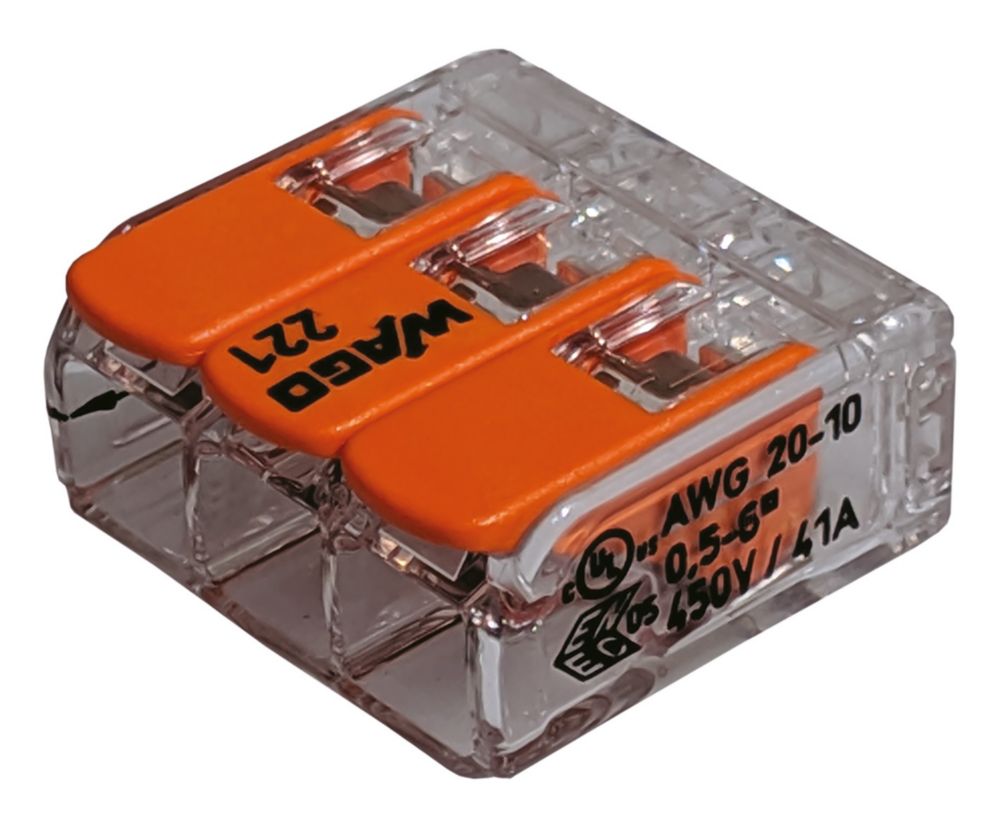 Wago 3-Conductor Connector Pack of 30