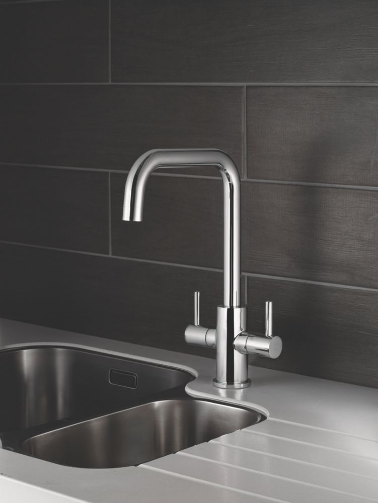 Swirl Divine Dual-Lever Mono Mixer Kitchen Tap Chrome