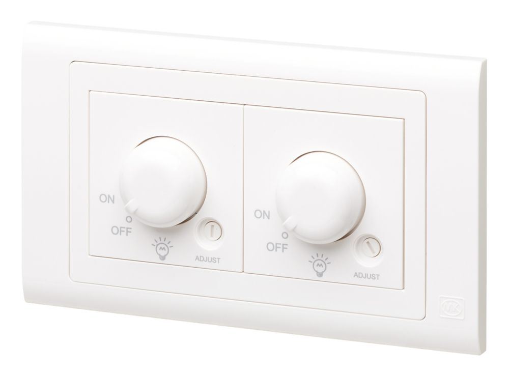 MK Essentials 2-Gang 2-Way LED Dimmer Switch White with White Inserts