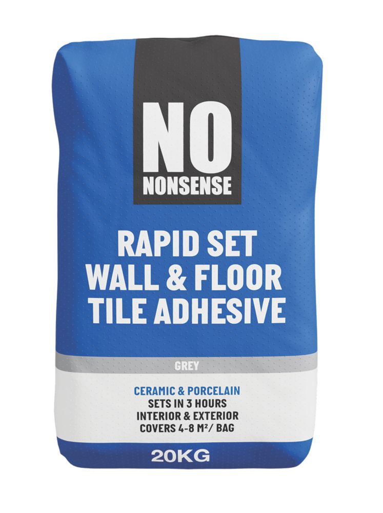 No Nonsense Wall & Floor Rapid Set Tile Adhesive Grey 20kg