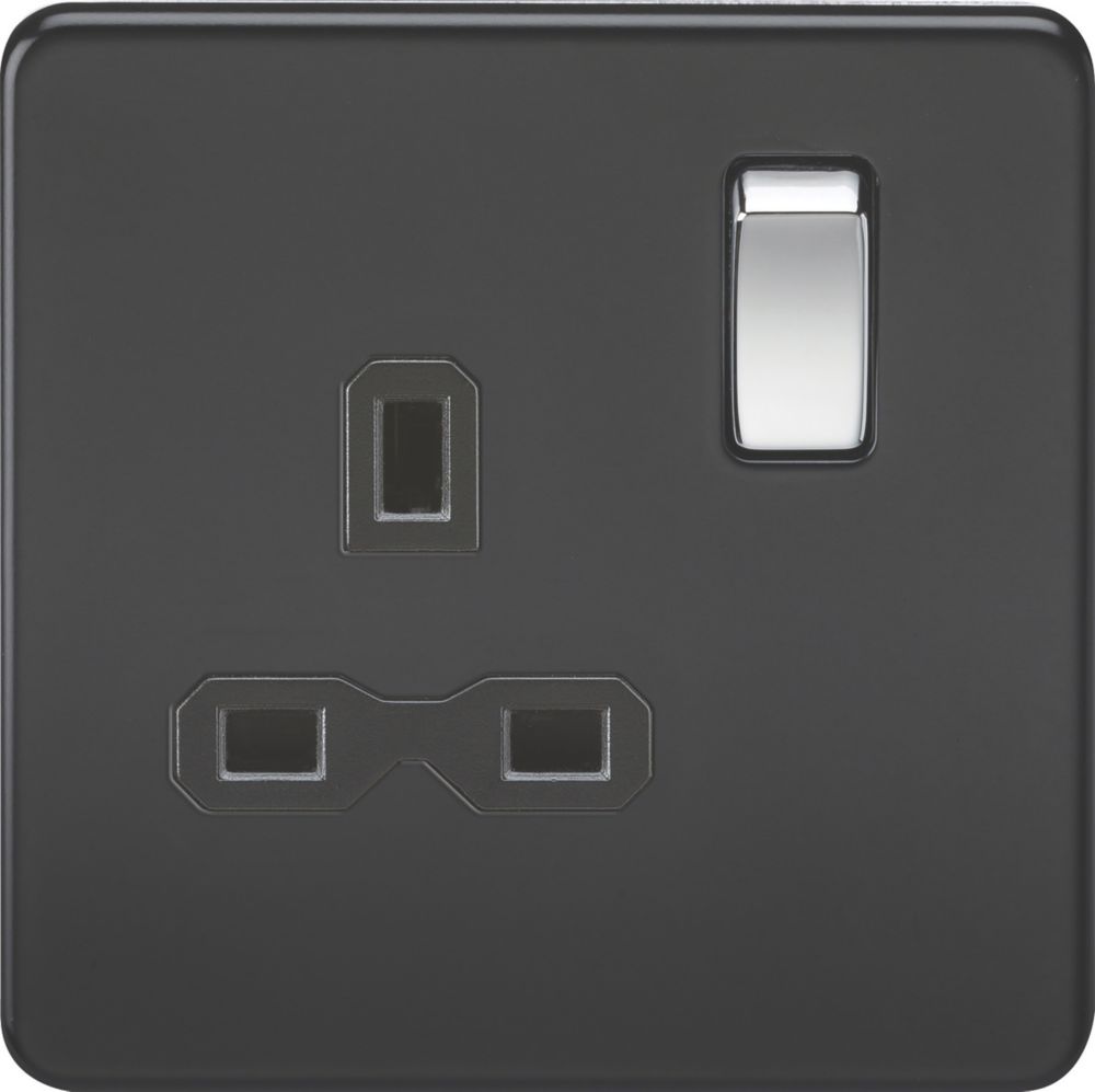Knightsbridge 13A 1-Gang DP Switched Single Socket with Chrome Switch ...