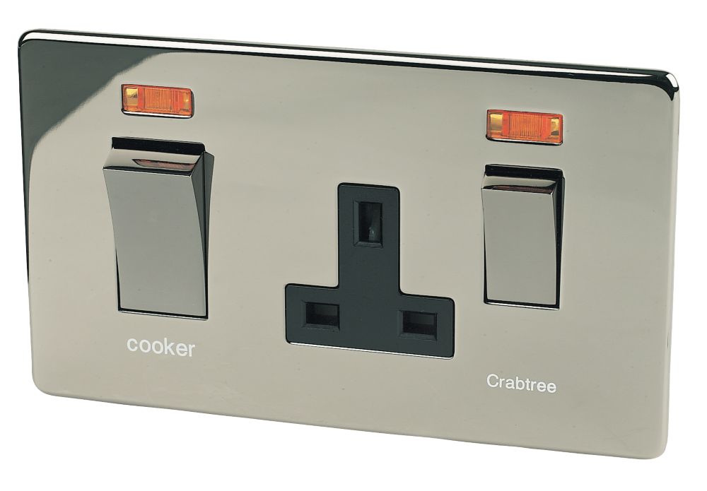 Crabtree Platinum 45 A & 13A 2-Gang DP Cooker Switch & 13A DP Switched ...