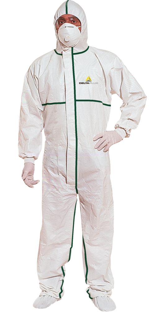 Delta Plus DT119 Type 4 / 5 / 6 Disposable Coverall White X Large 42-45 ...