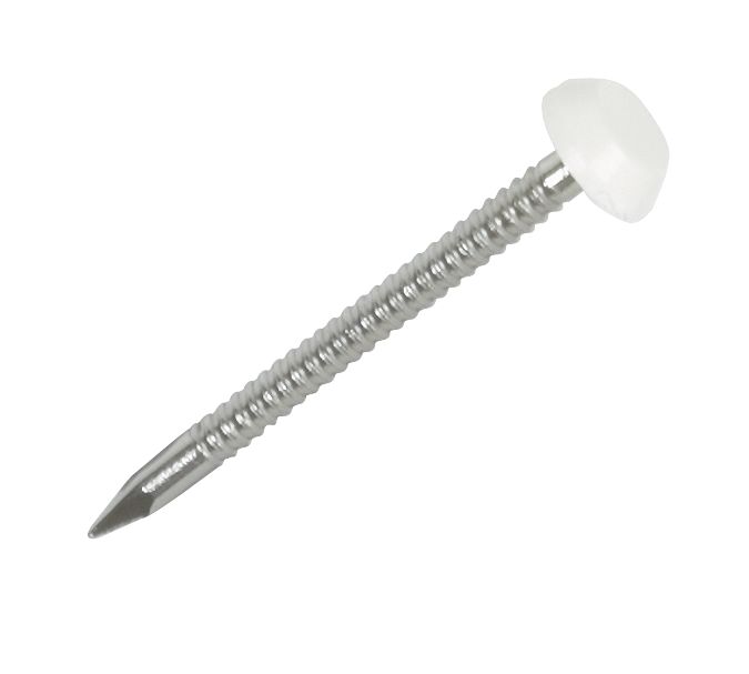 uPVC Nails White Head A4 Stainless Steel Shank 2 x 40mm 250 Pack