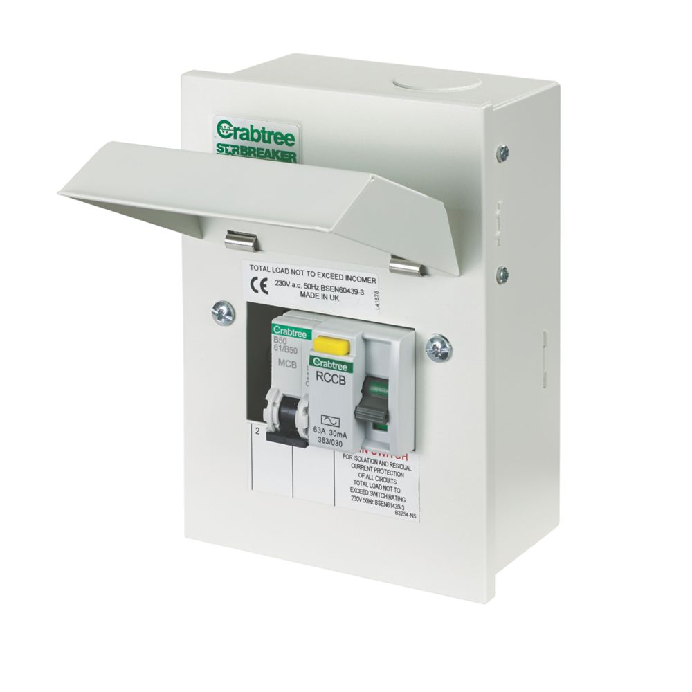 Crabtree Starbreaker 4-Module 1-Way Populated Shower Consumer Unit