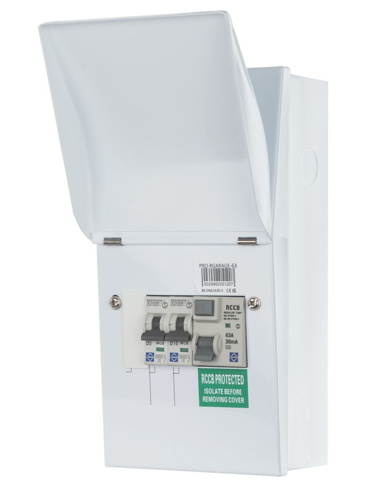 Lewden PRO 5-Module 2-Way Populated Garage Consumer Unit