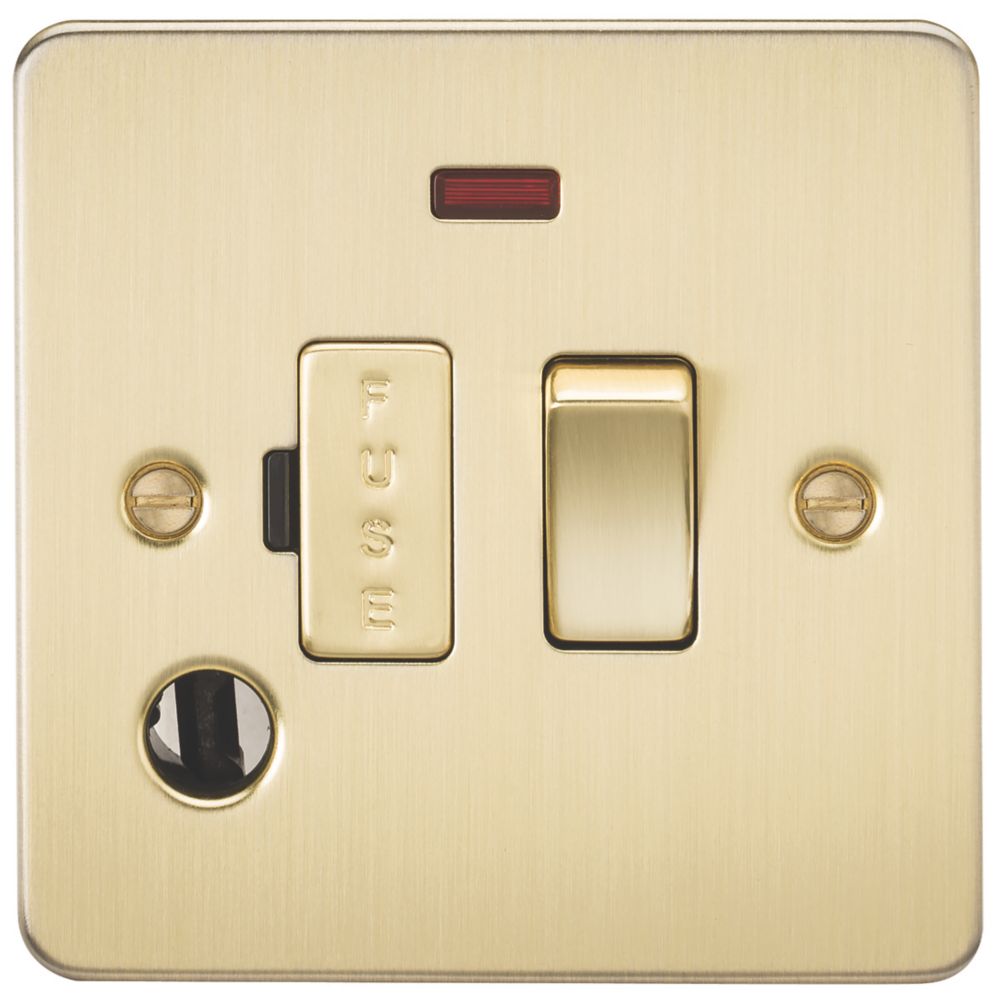 Knightsbridge 13A Switched Fused Spur & Flex Outlet with LED Brushed Brass