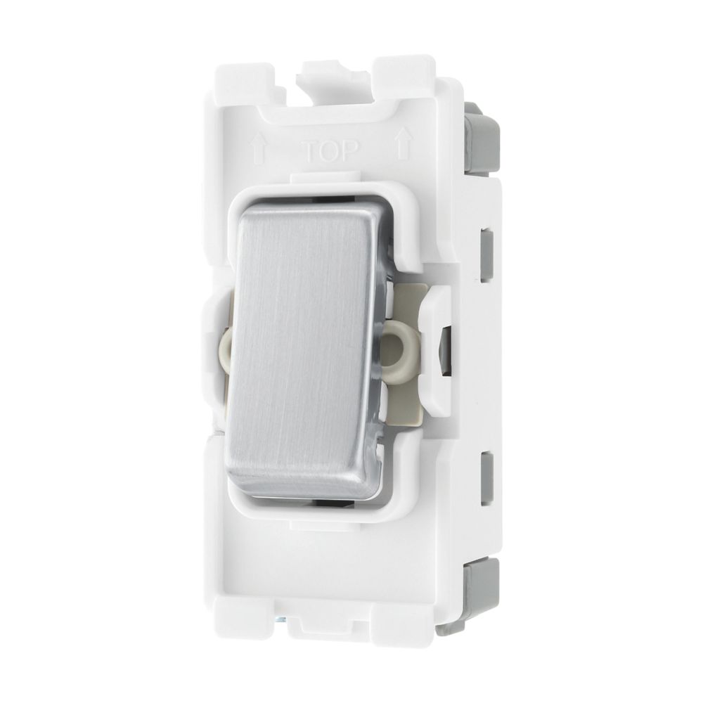 British General Nexus Grid 20A Grid Intermediate Switch Brushed Steel