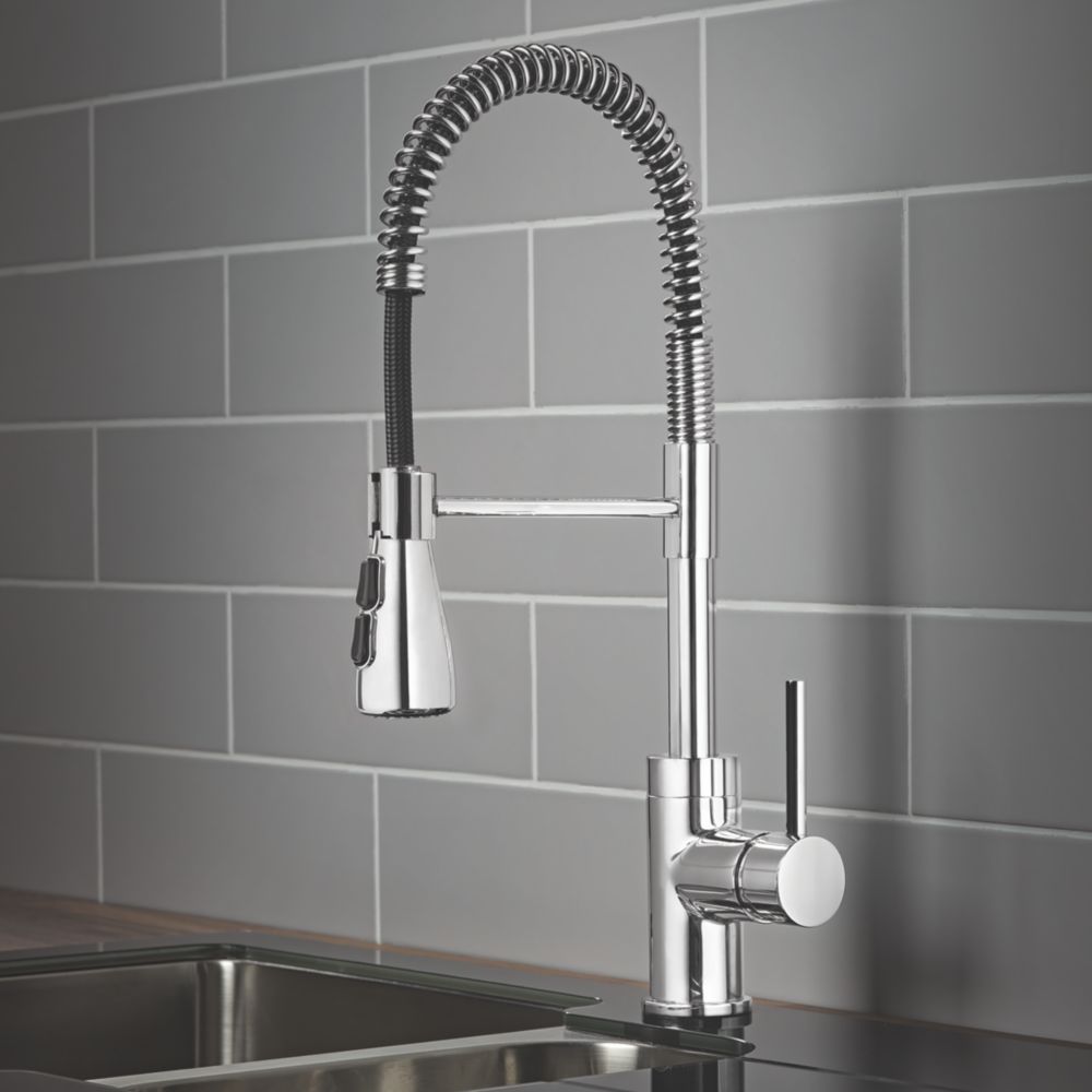 Watersmith Heritage Turin Pull-Out Spray Mono Mixer Kitchen Tap Chrome