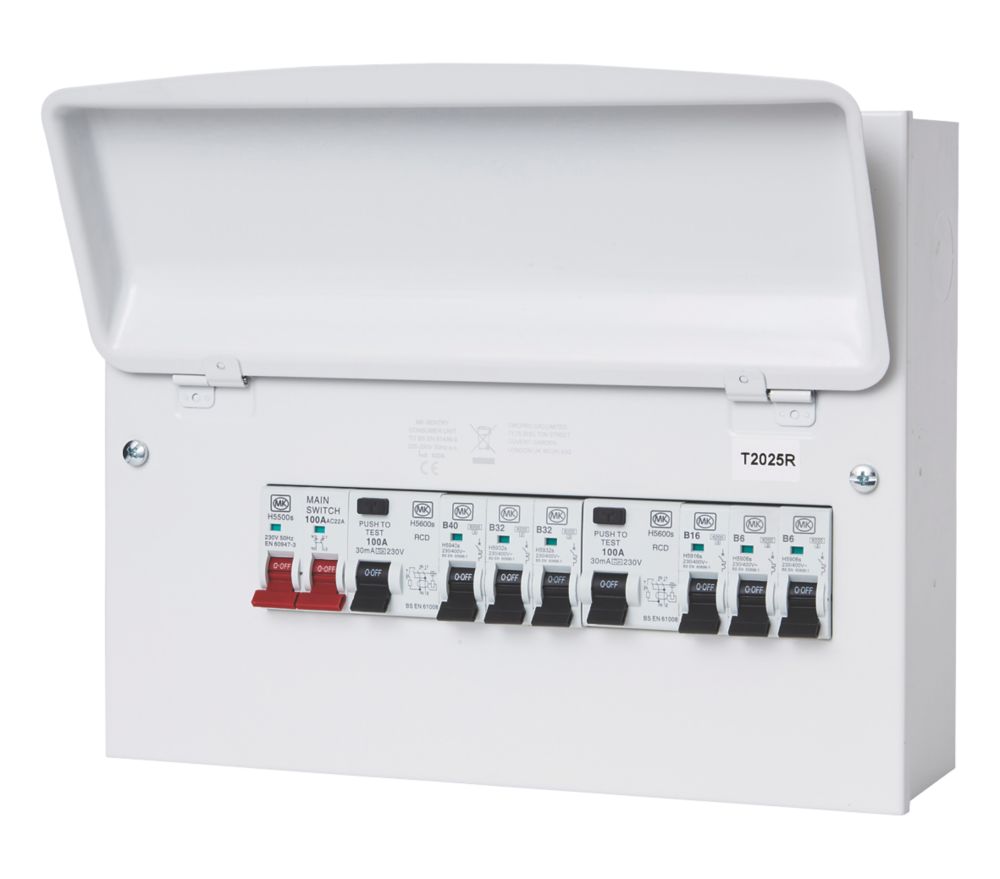 MK Sentry 12-Module 6-Way Populated High Integrity Main Switch Consumer Unit